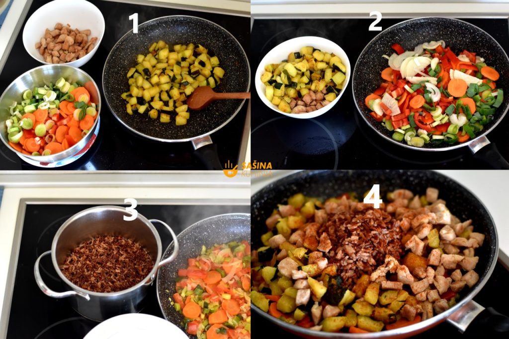 Sašina kuhinja | Crvena riža s piletinom tikvicama i povrćem recept ...